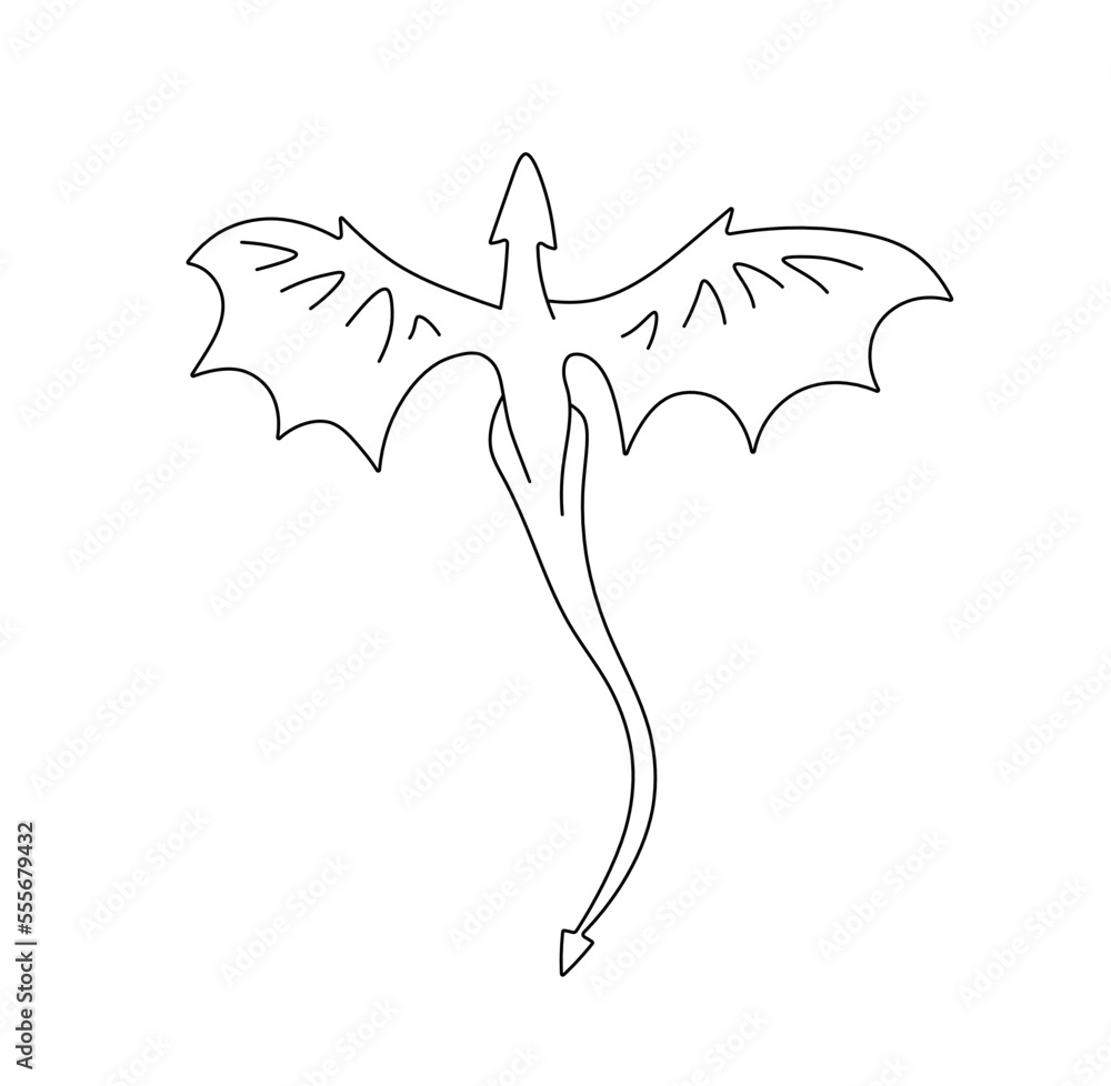 Vector isolated one single flying dragon with outstretched wings top ...