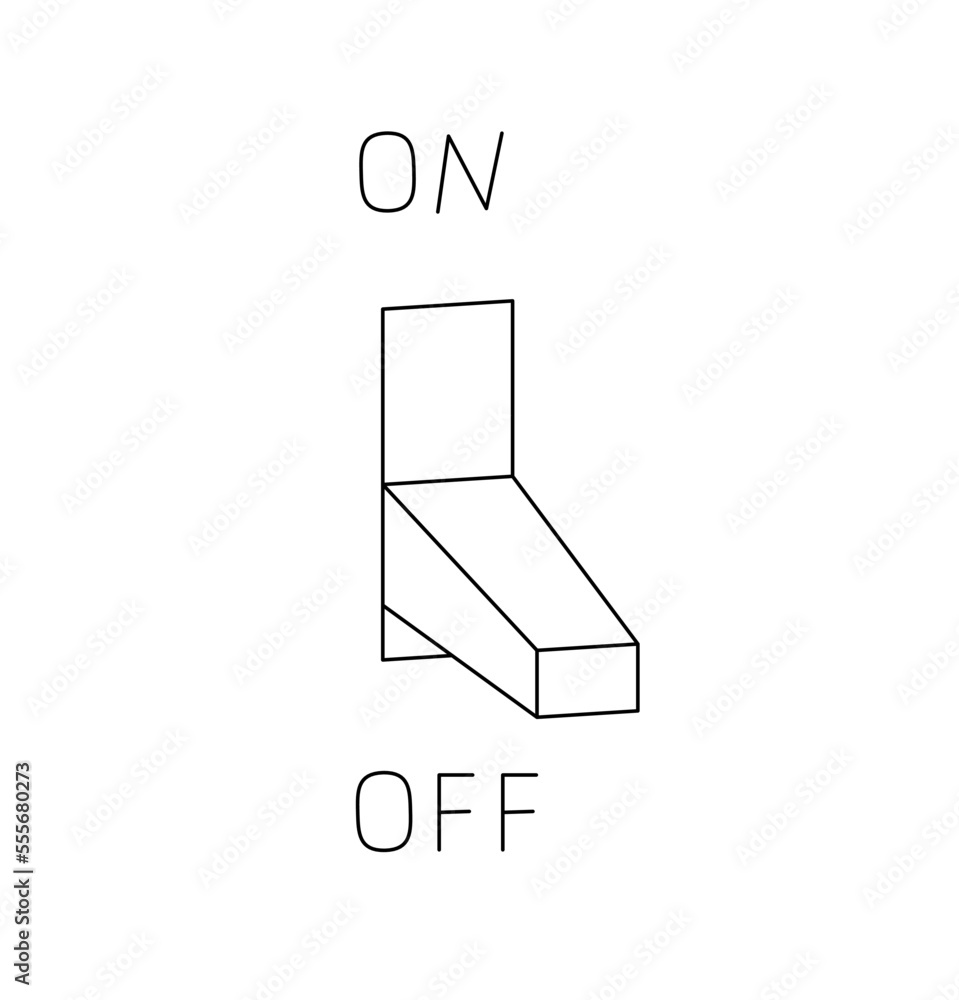Vector isolated simple minimal switch button On Off colorless black and ...