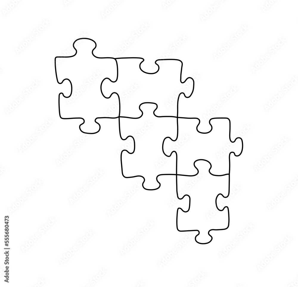 Vector isolated assembled puzzle five elements colorless black and ...