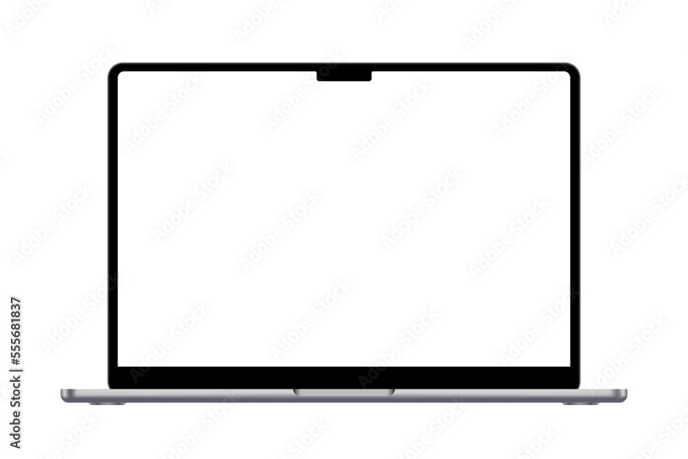 Isolated laptop mockup without background with blank screen. Stock ...