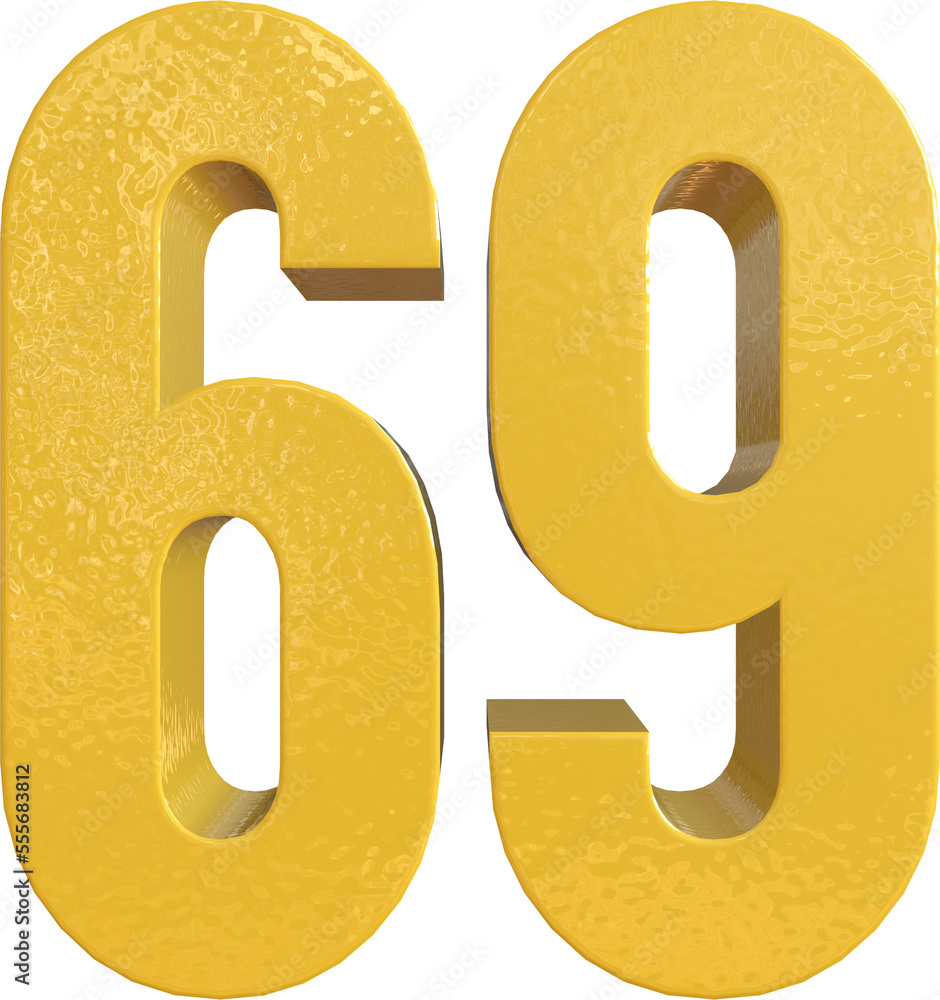 Number 69 Yellow Metal Paint 3D Render Stock Illustration | Adobe Stock