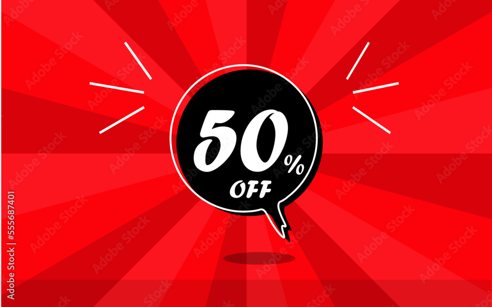 50% off. 50 Percent off Red banner with floating balloon for promotions ...