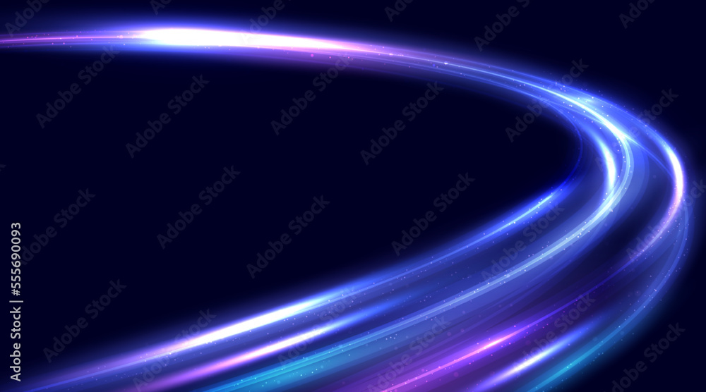 Modern abstract light trails at high speed movement. Colorful dynamic ...