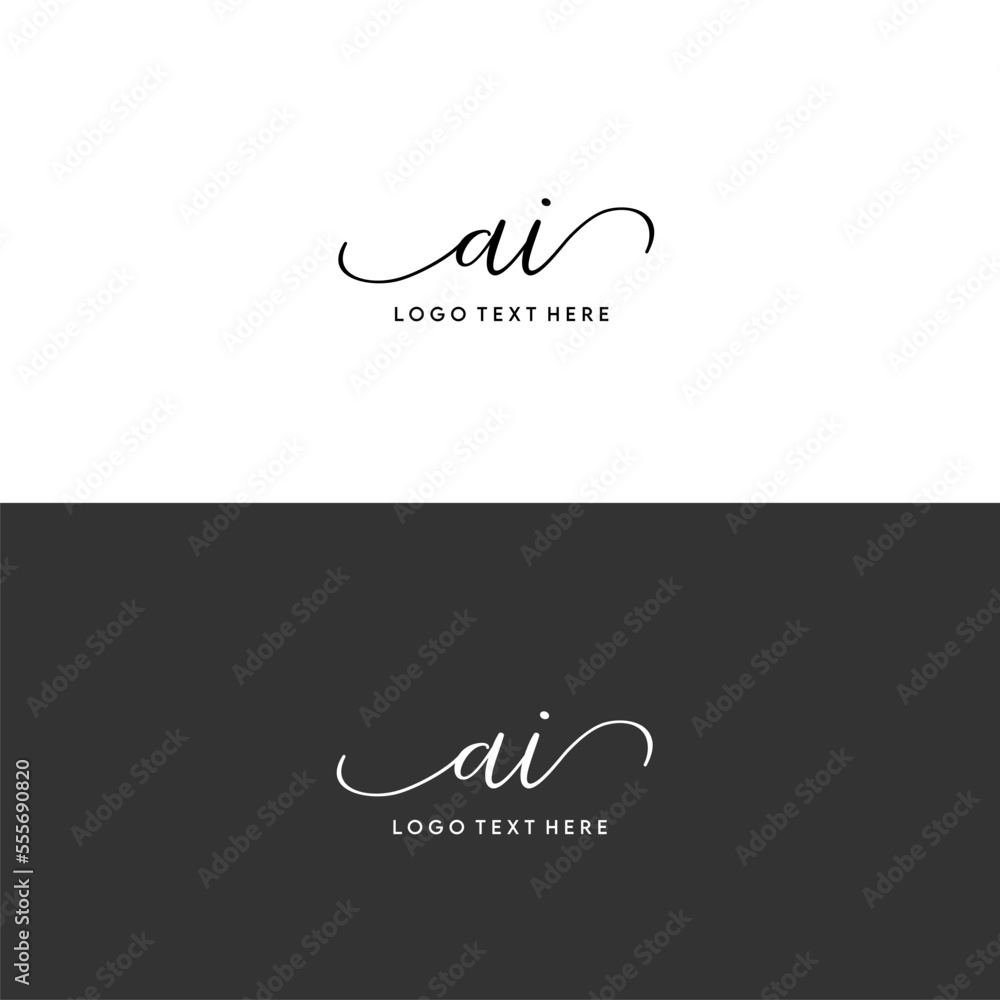 AI initials letters with swirls, AI cursive letters in monogram style ...