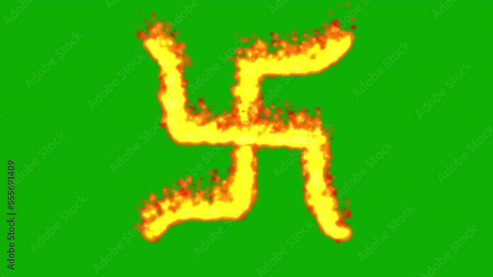 Fire Swastika symbol motion graphics with green screen background Stock ...