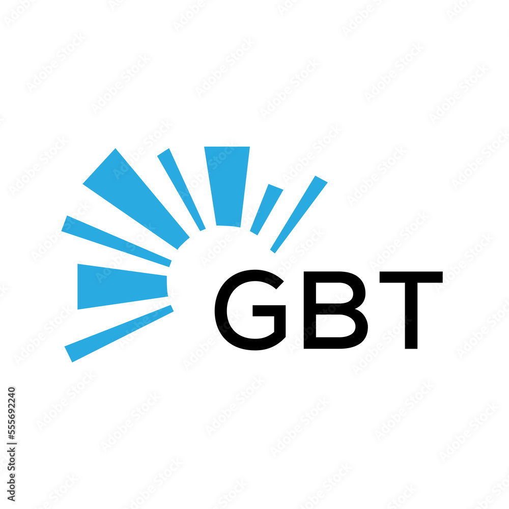 GBT letter logo. GBT blue image on white background and black letter ...