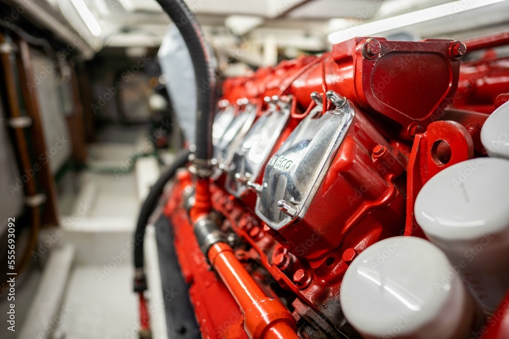 engine room of a boat. clean and neat Stock Photo | Adobe Stock