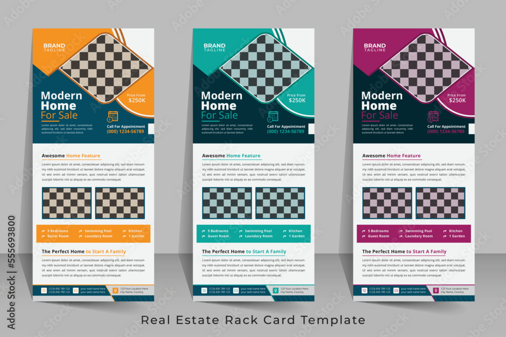 Real estate rack card template design, Corporate real estate agency ...