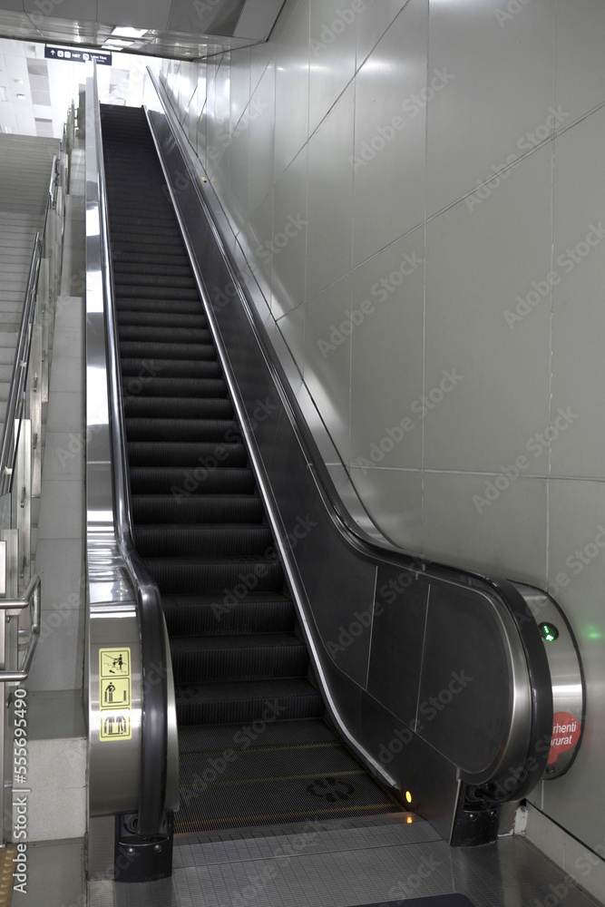 escalator in subway, underground MRT station , Jakarta Stock Photo ...