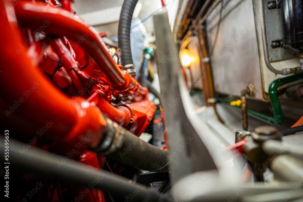 engine room of a boat. clean and neat Stock Photo | Adobe Stock