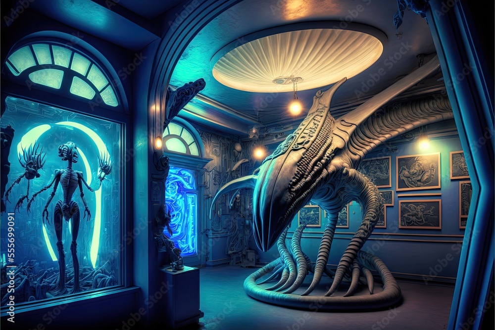 Alien museum with scale replica of an alien spacecraft. You can explore ...