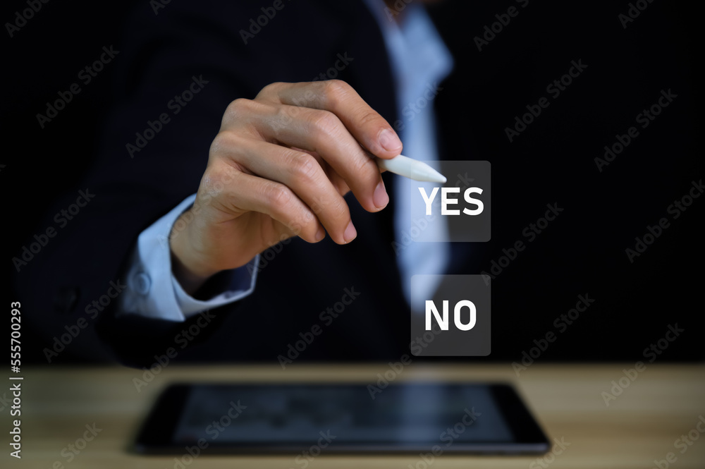 yes or no symbol and checkmark Alternative concepts, decision making ...