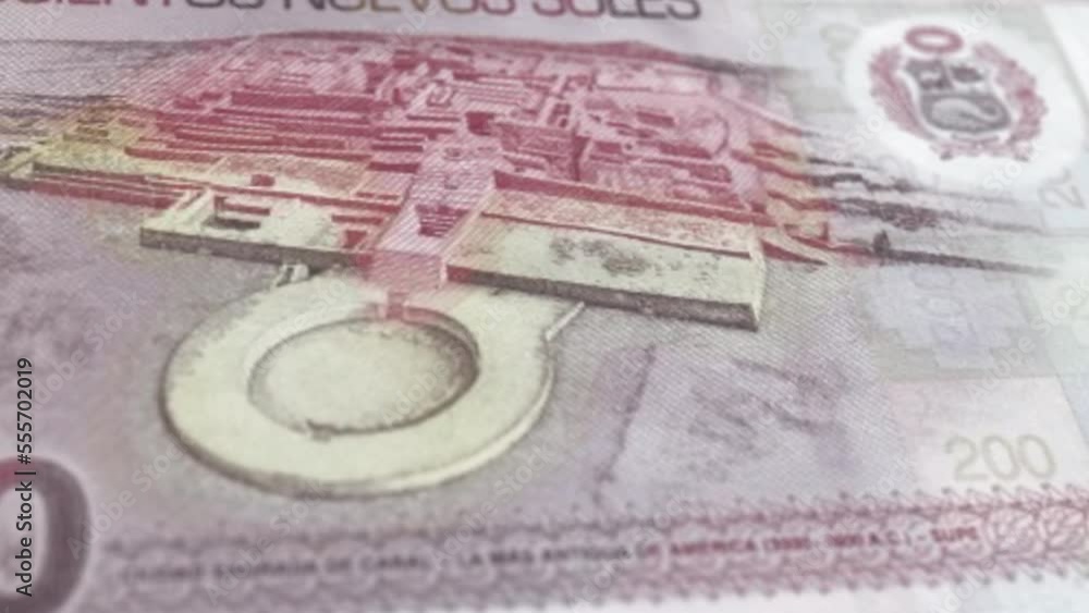 Peru Peruvian Sol 200 Banknotes, Two Hundred Peruvian Sol, Close-up and ...