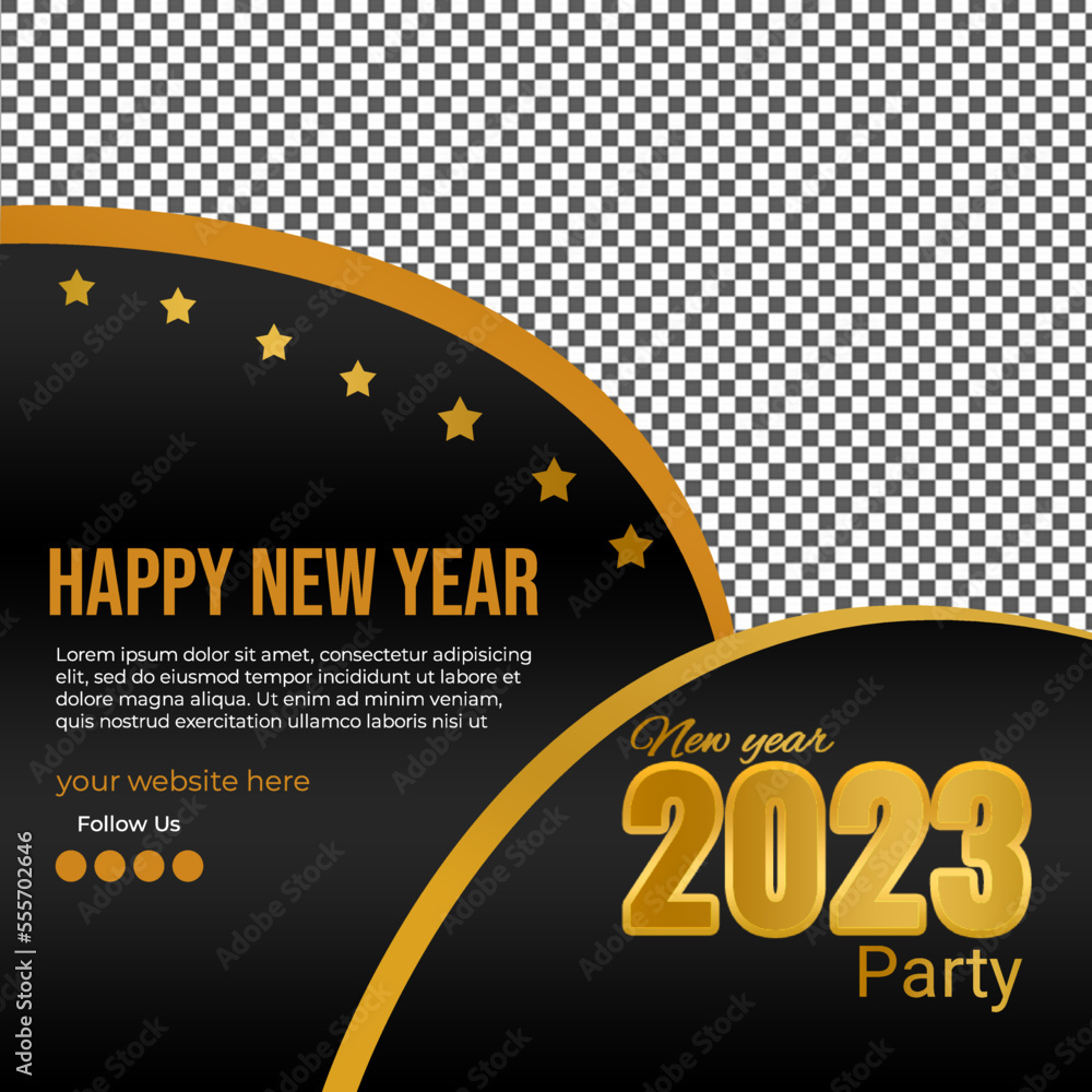 Vecteur Stock New Year Social Media Post Template | 2023 New Year Party |New year celebration ...