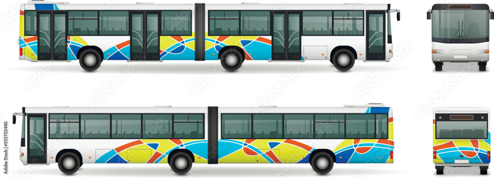 Articulated Bus Realistic Set Stock Vector | Adobe Stock