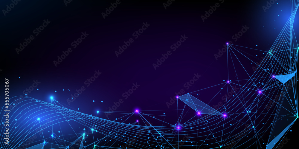 Technology blue color scifi of science fluid grid pattern wave. Big ...