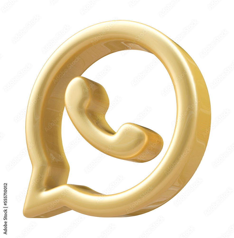 WhatsApp Icon 3d gold with generative AI Stock Photo | Adobe Stock