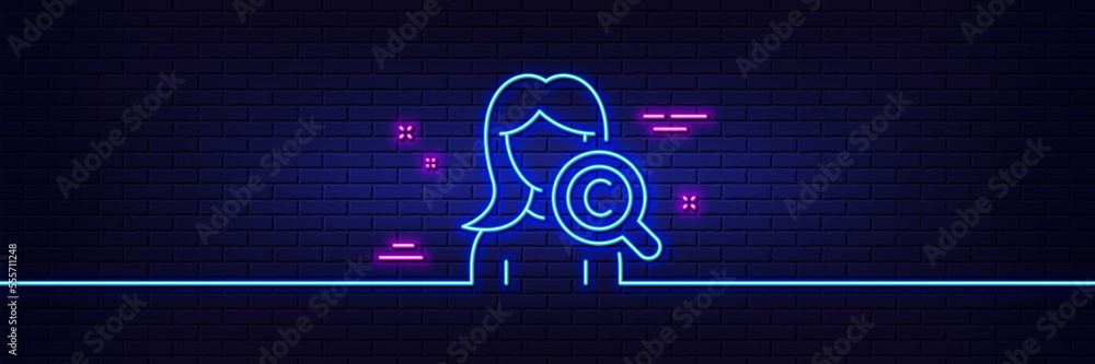 Neon light glow effect. Collagen skin line icon. Cream care sign ...