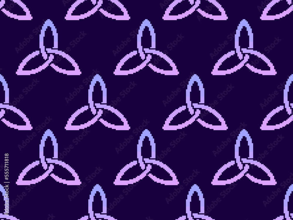 Triquetra in pixel art style seamless pattern. Pixelated Triquetra ...