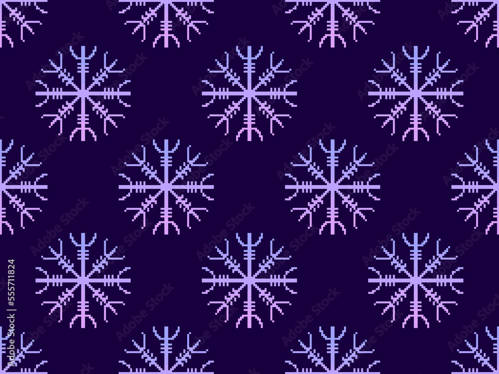 Seamless pattern with Helm of Awe or Helm of Terror in pixel art style ...