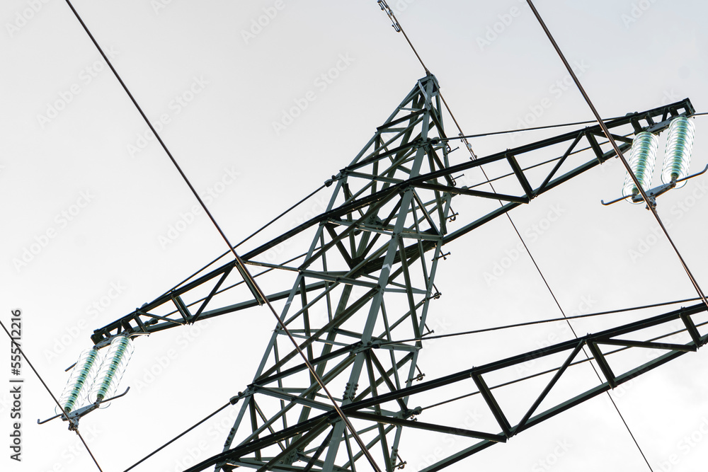 power lines. Concept: transmission of electricity, power grids and ...
