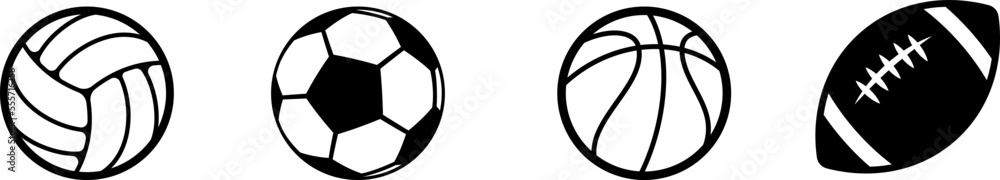 Sport balls set. Ball icons. Balls for Football, Soccer, Basketball ...