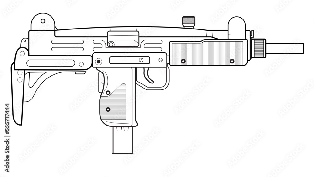 Vecteur Stock Vector illustration of the UZI israel machine gun with ...