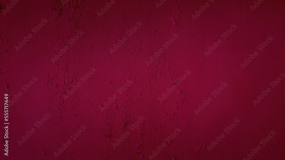 viva magenta old wall with damaged plaster. cement background of an ...