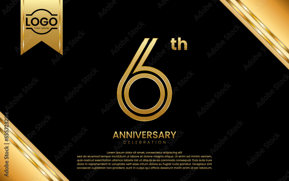 6th Anniversary Celebration. Anniversary Template Design With Gold ...