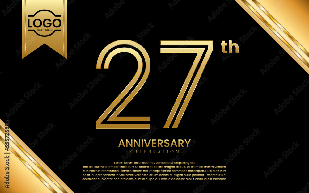 27th Anniversary Celebration. Anniversary Template Design With Gold ...