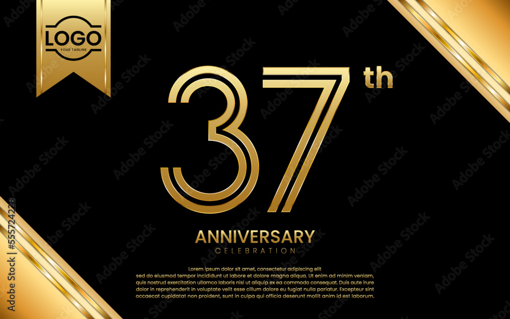 37th Anniversary Celebration. Anniversary Template Design With Gold ...