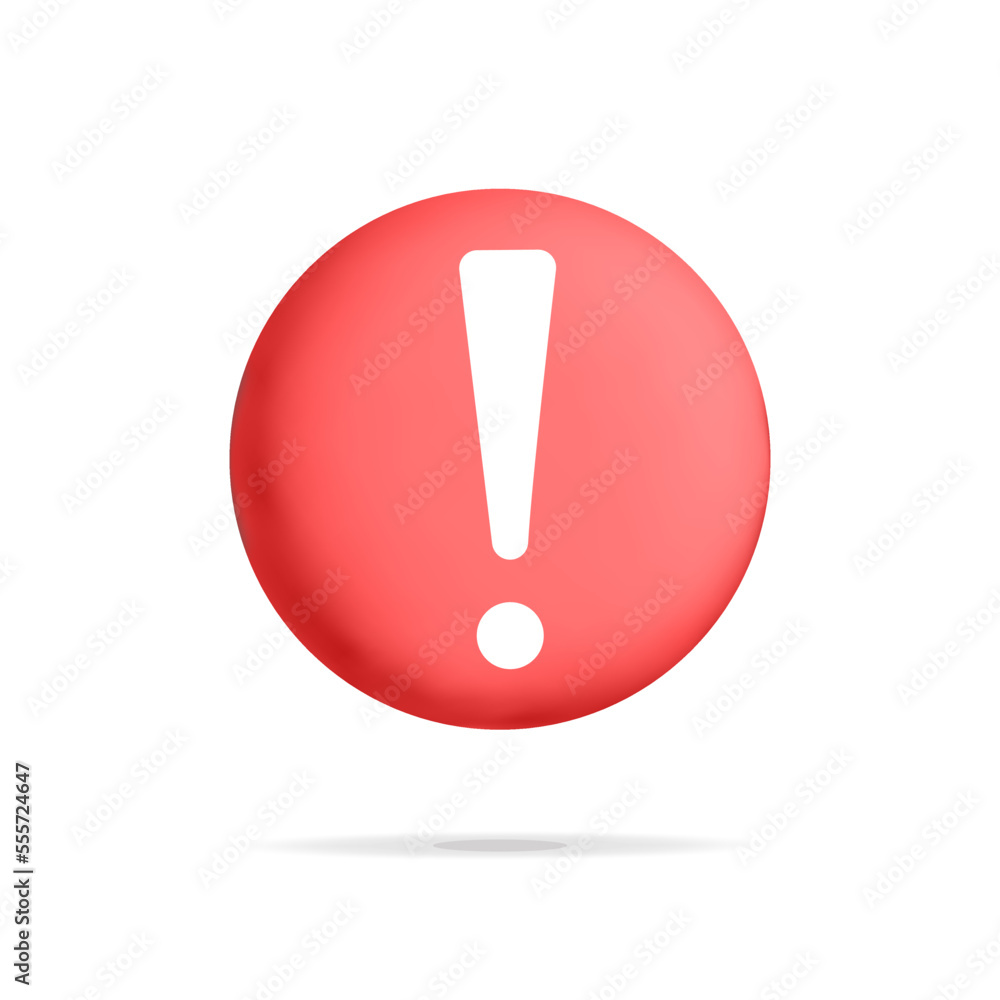 3d vector Realistic render red danger circle alert warning design icon ...