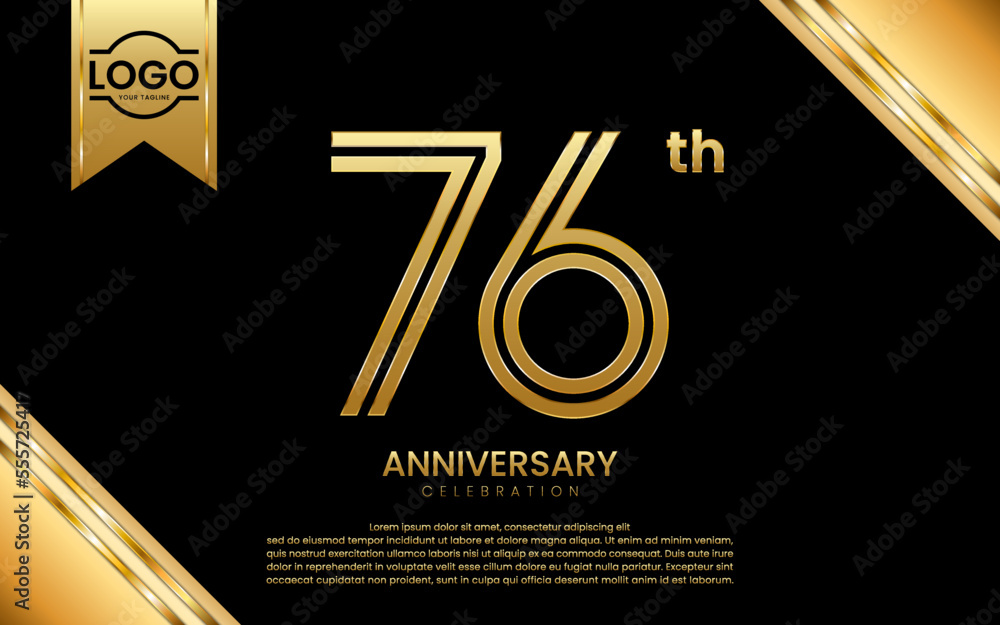 76th Anniversary Celebration. Anniversary Template Design With Gold ...