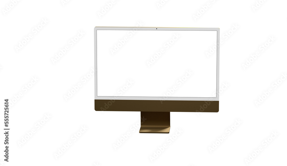 Computer monitor display with empty screen isolated on transparent ...