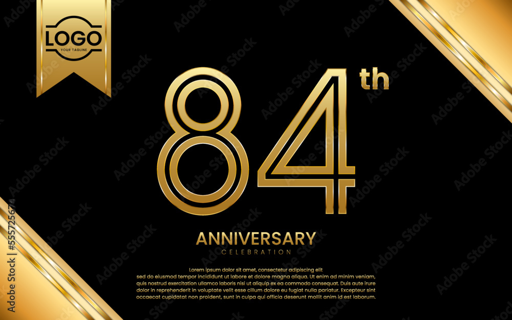 84th Anniversary Celebration. Anniversary Template Design With Gold ...