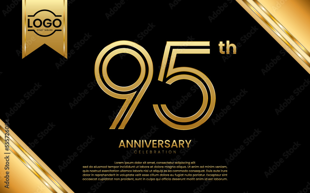 95th Anniversary Celebration. Anniversary Template Design With Gold ...