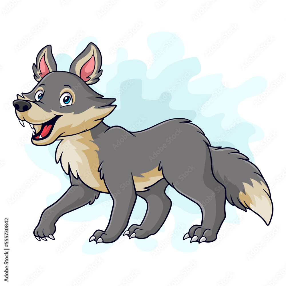 Cartoon funny wolf isolated on white background Stock Vector | Adobe Stock