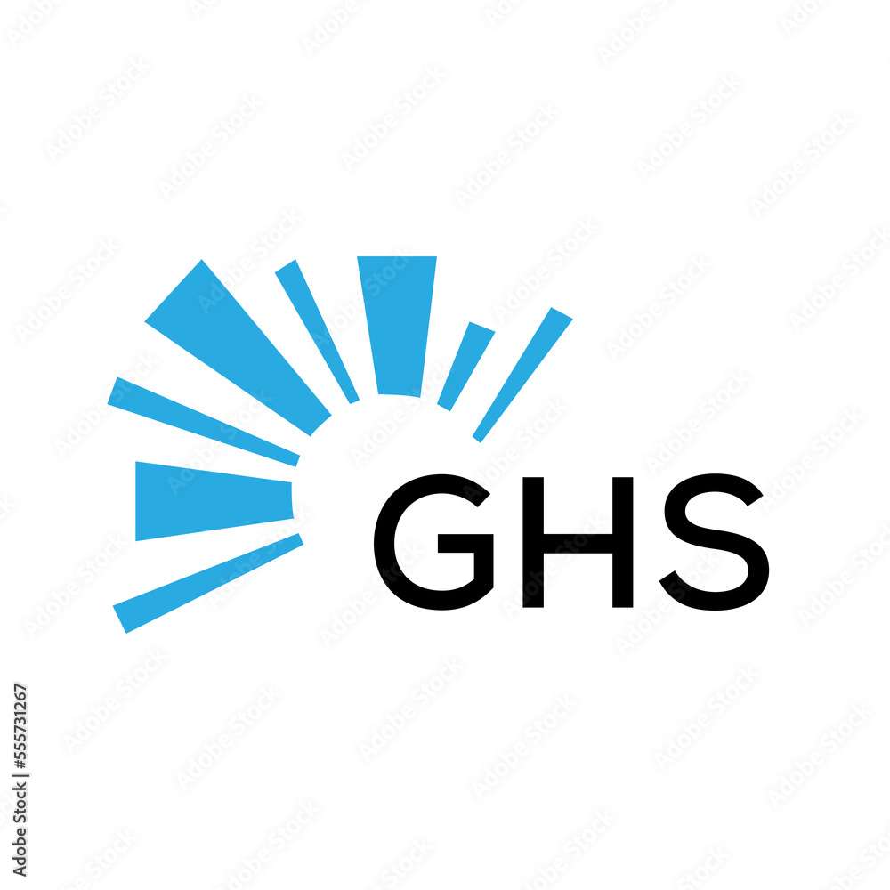 Vetor de GHS letter logo. GHS blue image on white background and black ...