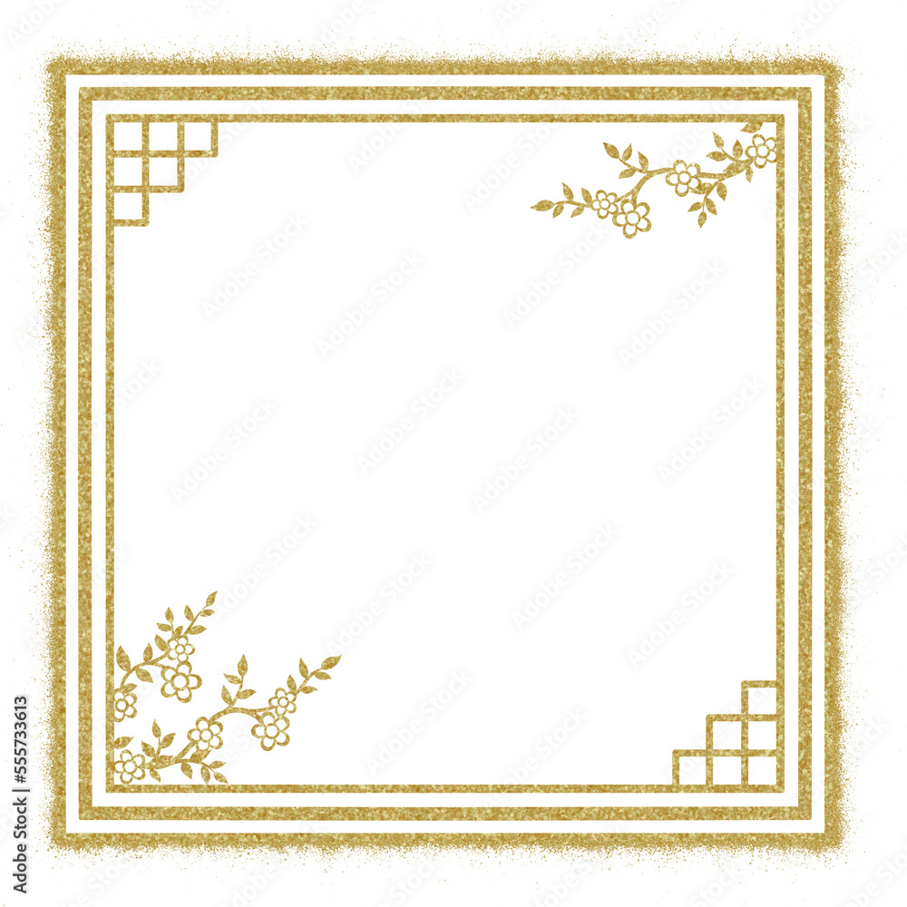 classic chinese style square frame sparkling gold color, there is a ...