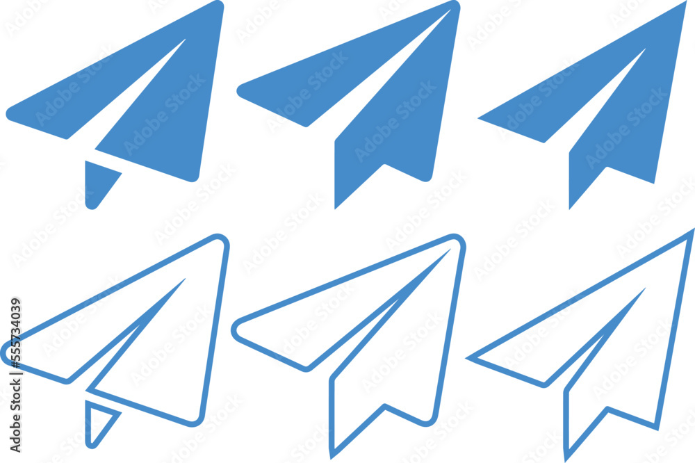 paper planes collection on transparent background. Origami aircraft in ...