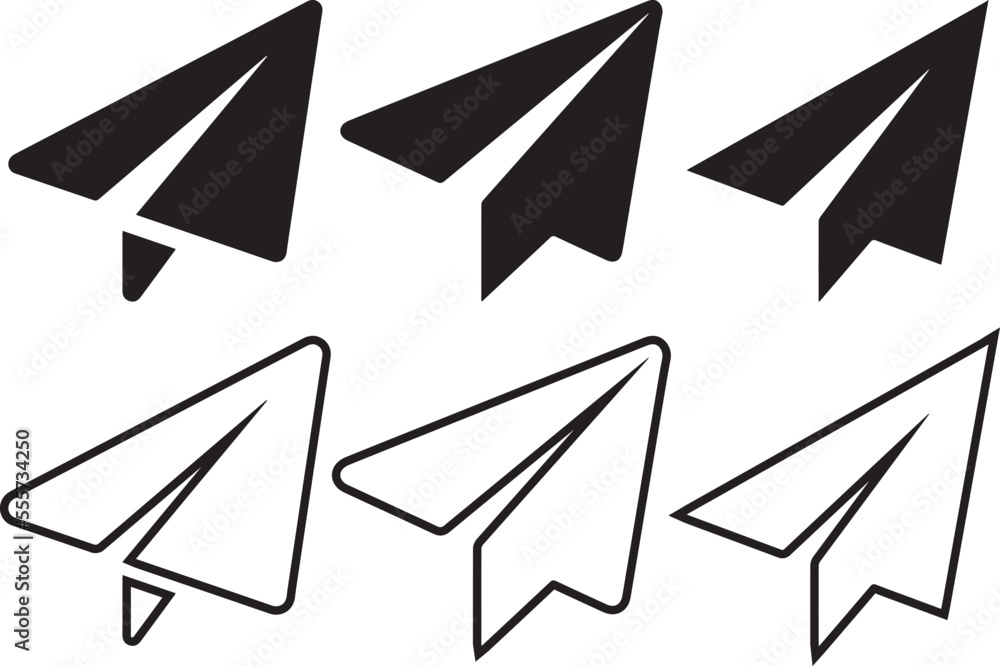 paper planes collection on transparent background. Origami aircraft in ...