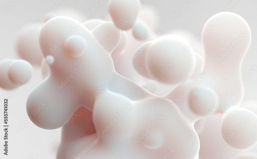 Digital abstract futuristic background of flying, flowing spheres ...