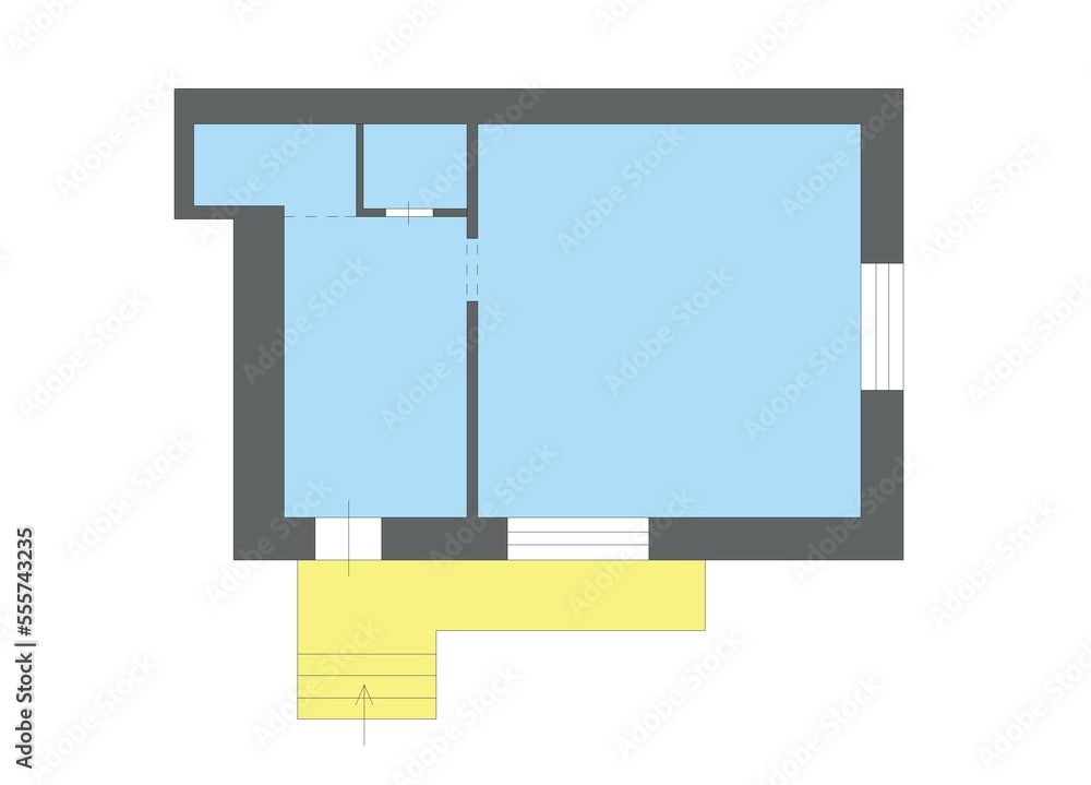 2D CAD layout plan drawing. Draft plan. Apartment drawing. Standard ...