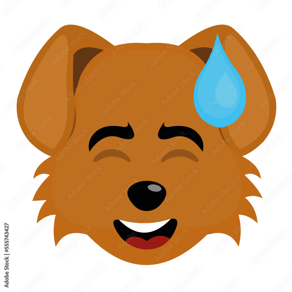 vector illustration of the face of a cartoon dog with an expression of ...
