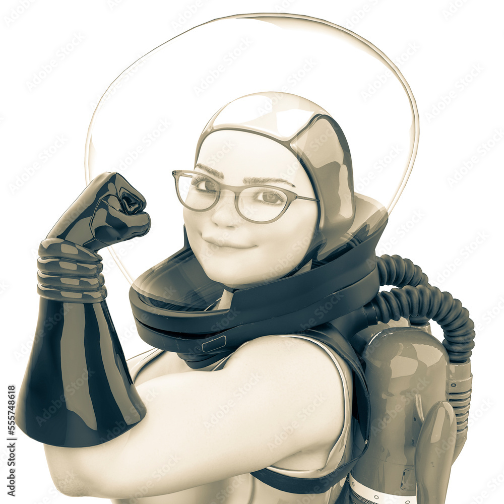 astronaut pinup girl is ready Stock Illustration | Adobe Stock