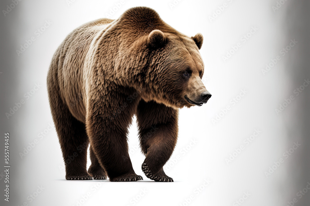 Grizzly bear on a white backdrop. Generative AI Stock Illustration ...