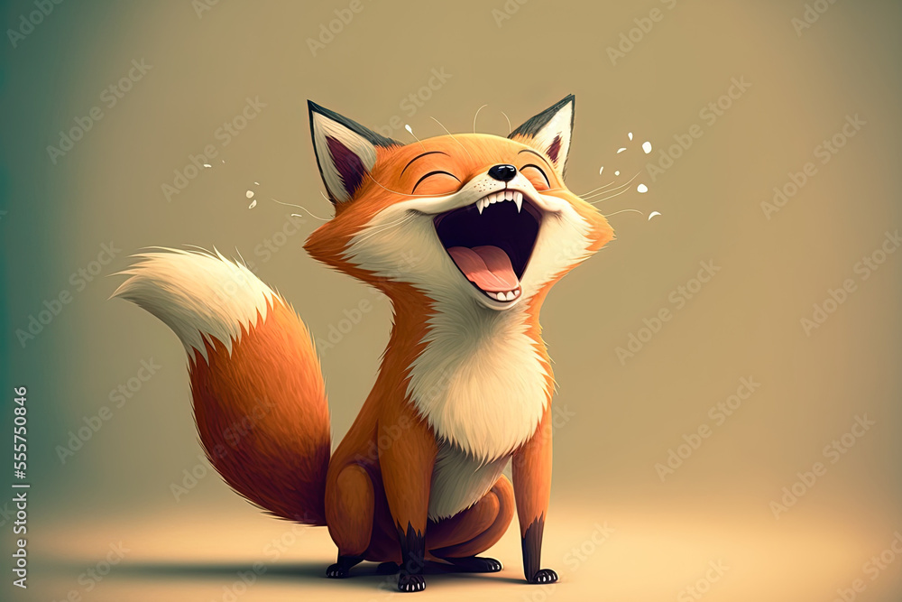 Fox in cute, hilarious, and emotive cartoon style. picture in a cartoon ...