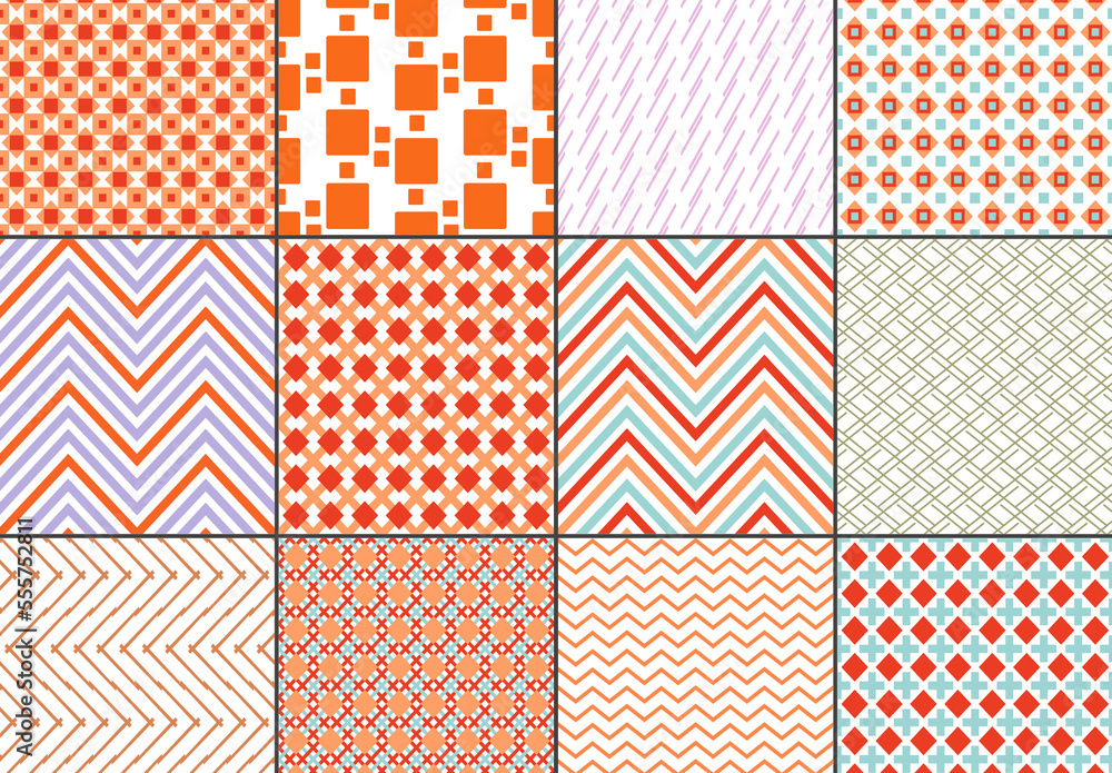 Seamless Bright Geometric Overlay Pattern Set Stock Template | Adobe Stock