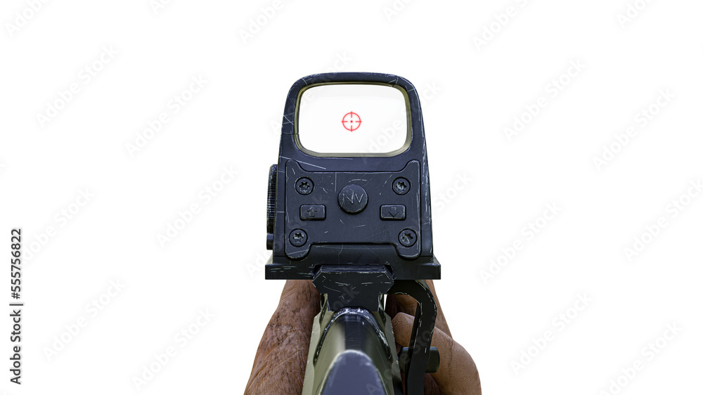 First-person, FPS shooter war game screenshot concept, aiming with the ...