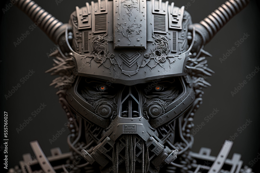 Detailed image of a killer robot head. Generative AI Stock Illustration ...